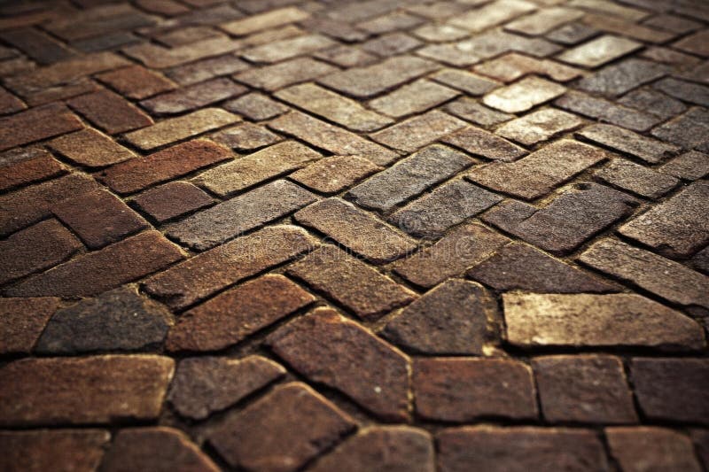 Brick Pathway Creates Herringbone Pattern with Rustic Charm, Vintage ...