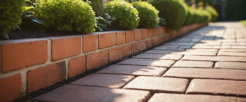 Brick Pathway and Garden Border Design Ideas Stock Illustration ...