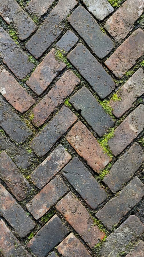 Brick Pathway with Mossy Texture Stock Image - Image of gravel, masonry ...