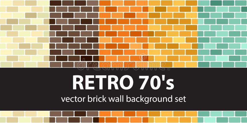 Brick Pattern Set Retro 70`s Stock Vector - Illustration of pattern ...