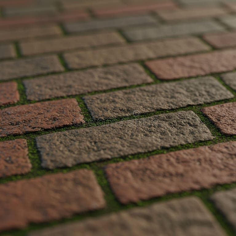 Brick Pavement with a Close-up View Shows Rustic, Rectangular Bricks in ...