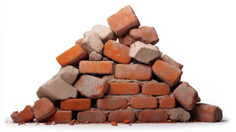 Brick Pile Arranged on a White Background for Construction Use Stock ...