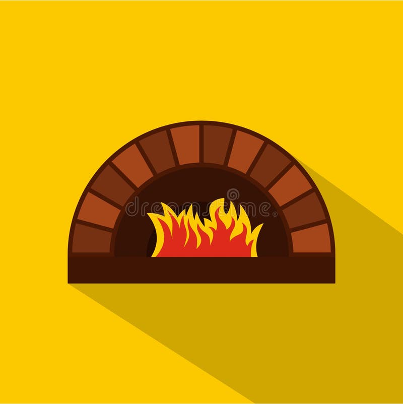Pizza Oven with Fire Icon, Simple Style Stock Vector - Illustration of ...