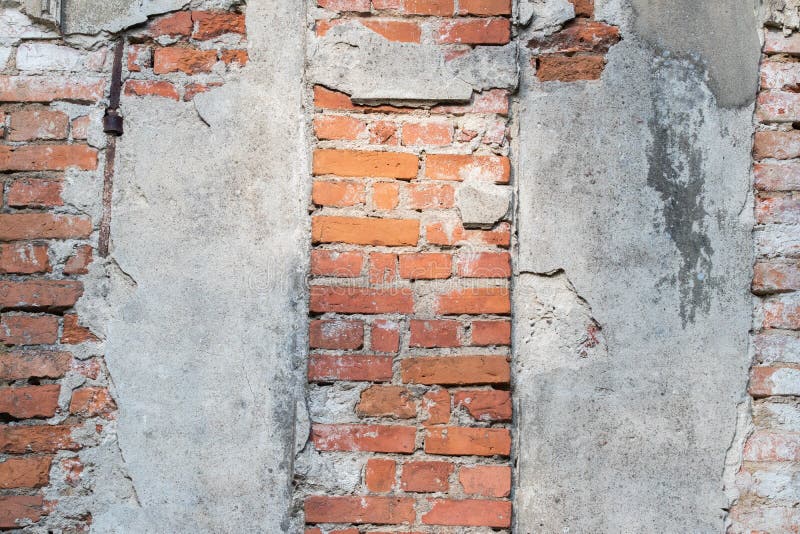 Brick and Plaster Wall Dirty and Gray Stock Photo - Image of backdrop ...