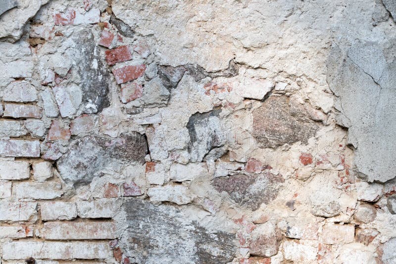 Brick and Plaster Wall Dirty and Gray Stock Image - Image of forest ...