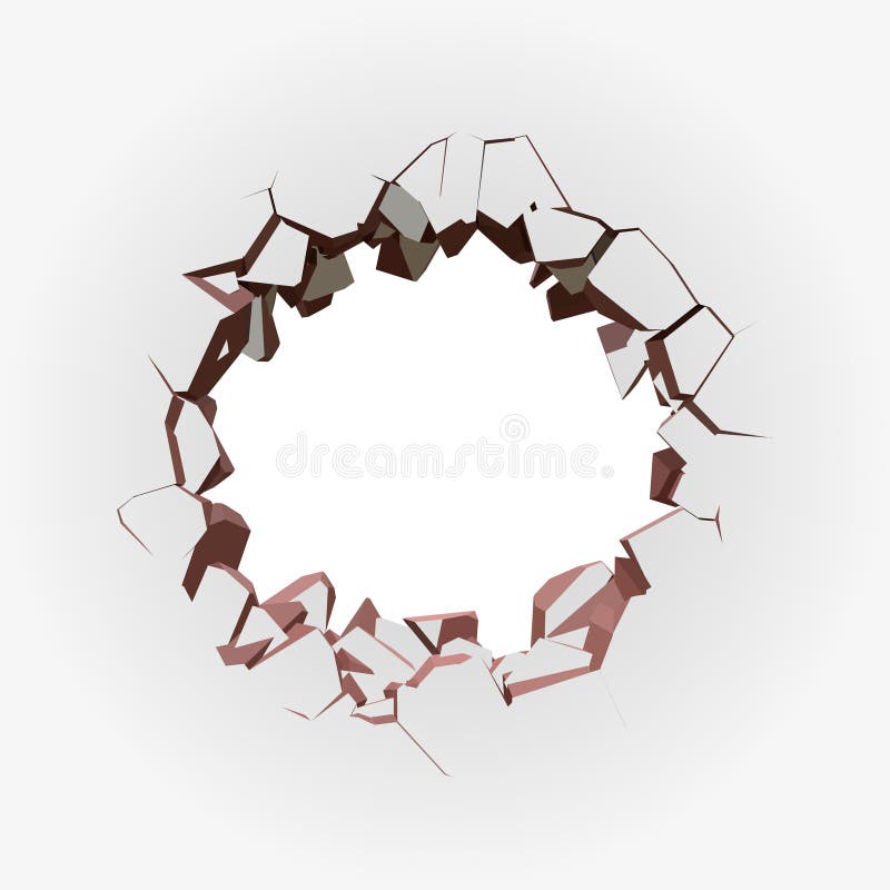 Brick Plastered Wall with a Broken Hole Stock Vector - Illustration of ...