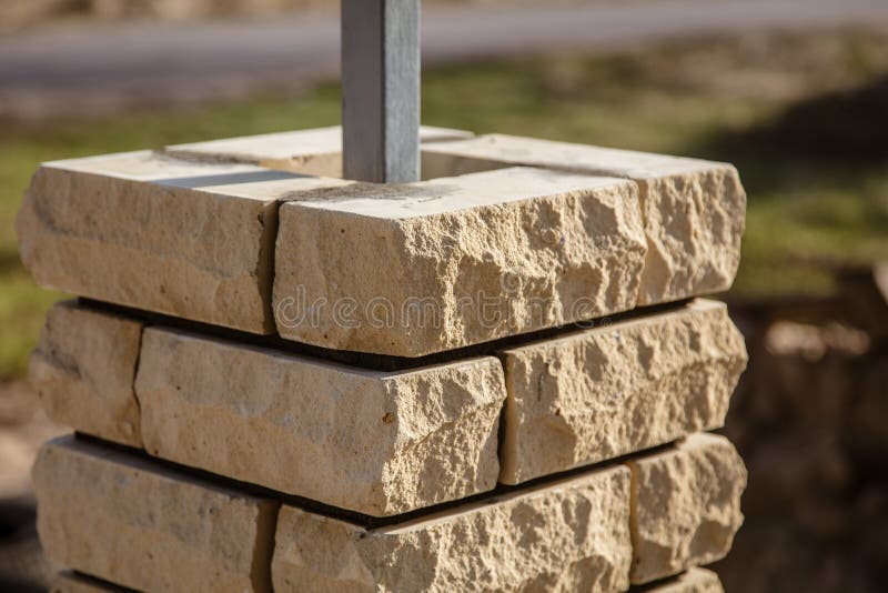 Brick Posts on a Fence As a Background Stock Photo - Image of bricks ...