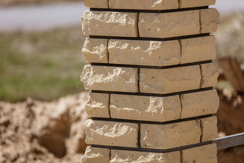 Brick Posts on a Fence As a Background Stock Photo - Image of cement ...
