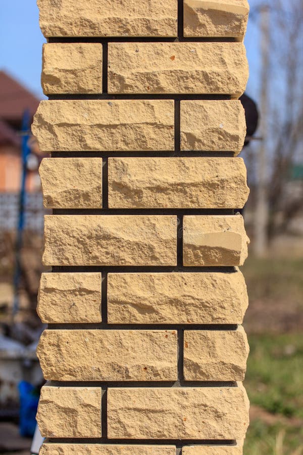 Brick Posts Near the Gate of the House Stock Photo - Image of farmers ...