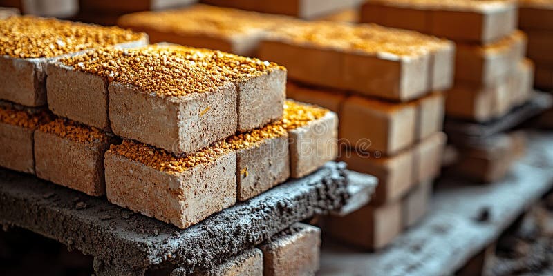 Brick Production Process Showcasing Carefully Stacked Bricks at a ...