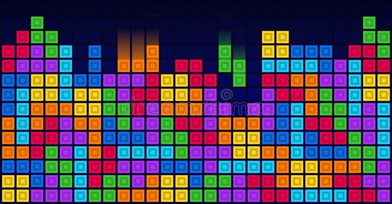 Brick Blocks Puzzle Videogame Background Template Stock Illustration ...