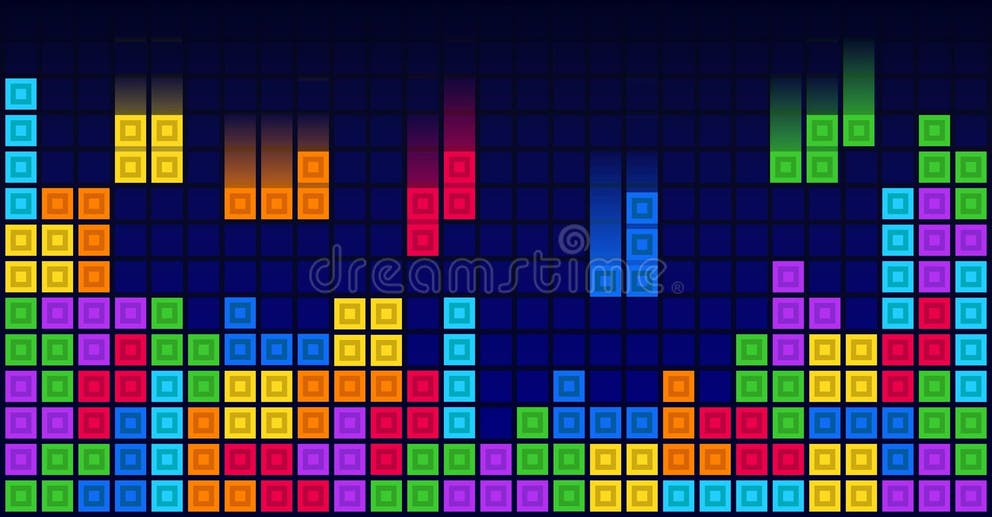 Brick Blocks Puzzle Videogame Background Template Stock Vector ...
