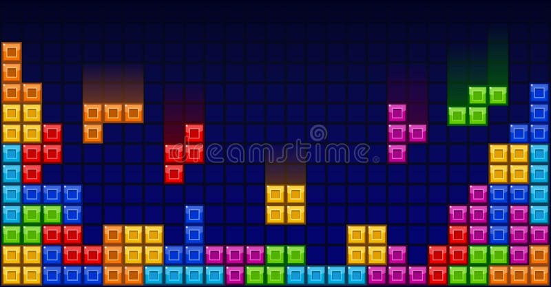 Brick Blocks Puzzle Videogame Background Template Stock Vector ...