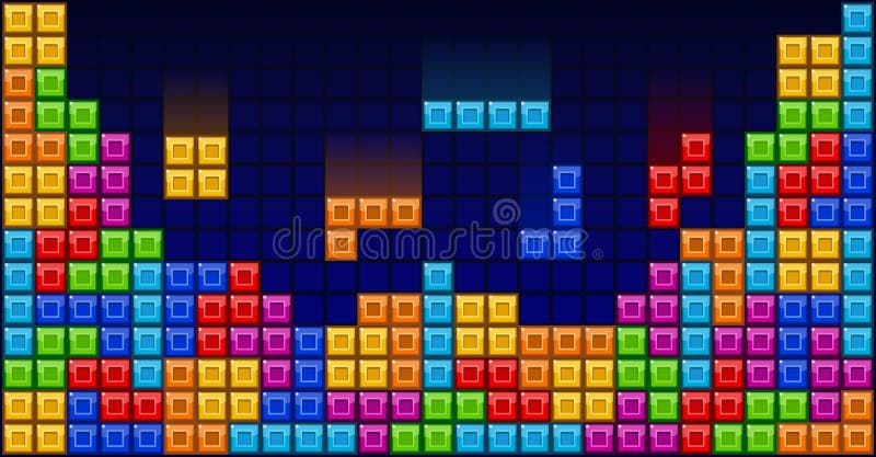 Brick Blocks Puzzle Videogame Background Template Stock Illustration ...
