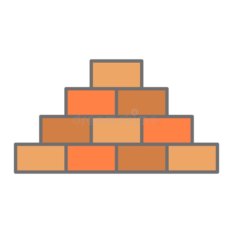Brick Pyramid Shape. Colored Block Layout. Vector Masonry Figure ...