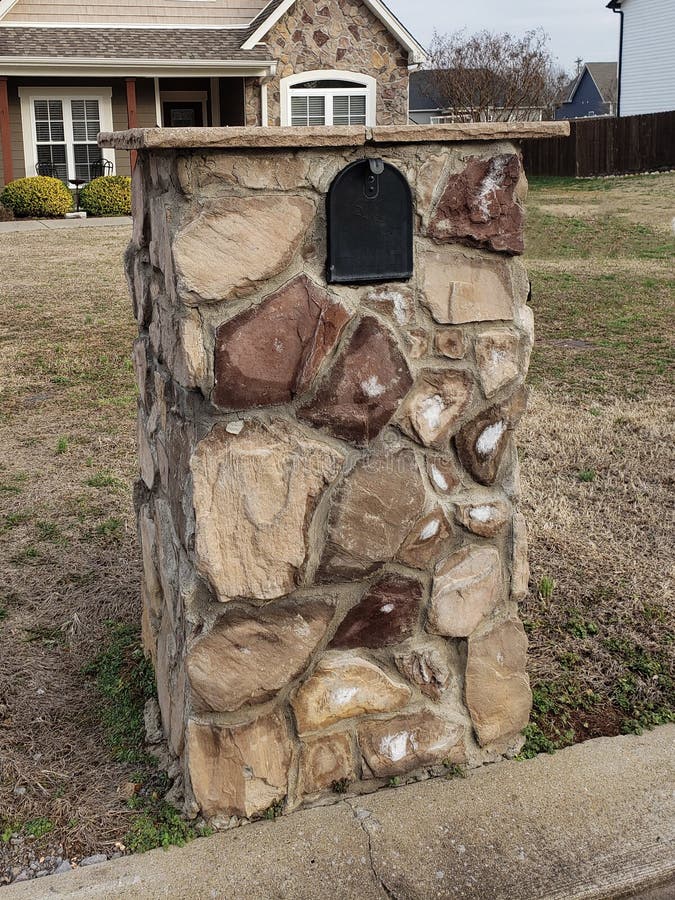 Brick Residential USPS Mailbox Stock Image - Image of usps, house ...