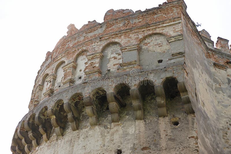 Brick Round Tower of the 14th Century, Ostrog Castle, Ukraine Stock ...
