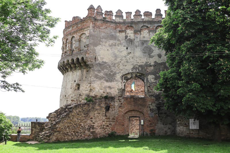 Brick Round Tower of the 14th Century, Ostrog Castle, Ukraine Editorial ...