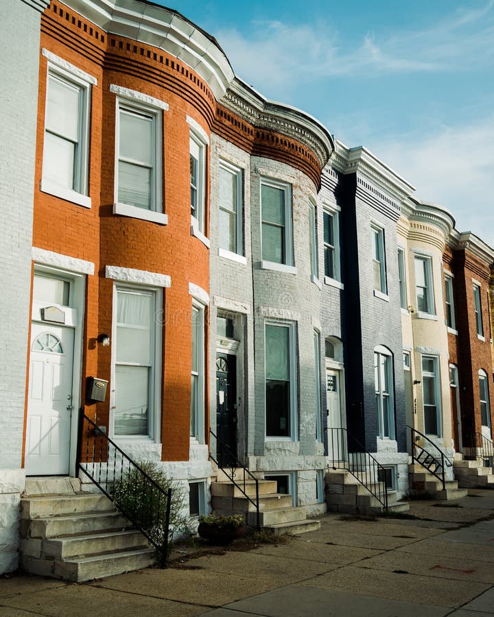 Brick Row Houses, Baltimore, Maryland Stock Photo - Image of ...
