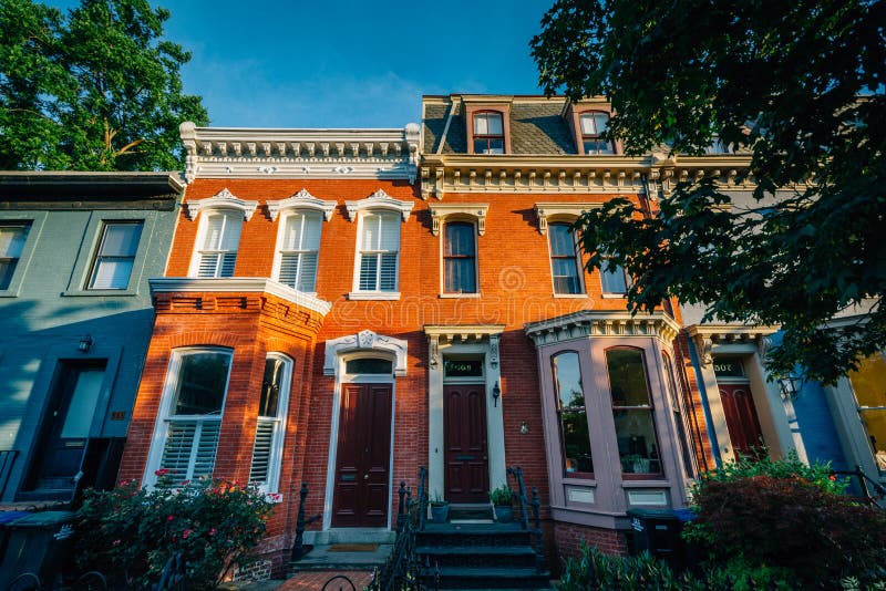 Brick Row Houses in Capitol Hill, Washington, DC Editorial Stock Photo ...