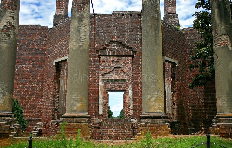 Brick Ruins and Four Columns Stock Photo - Image of four, masonry ...