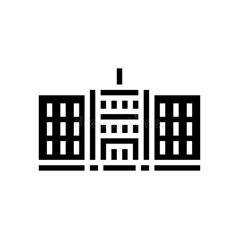 Brick School Building Glyph Icon Vector Illustration Stock Vector ...