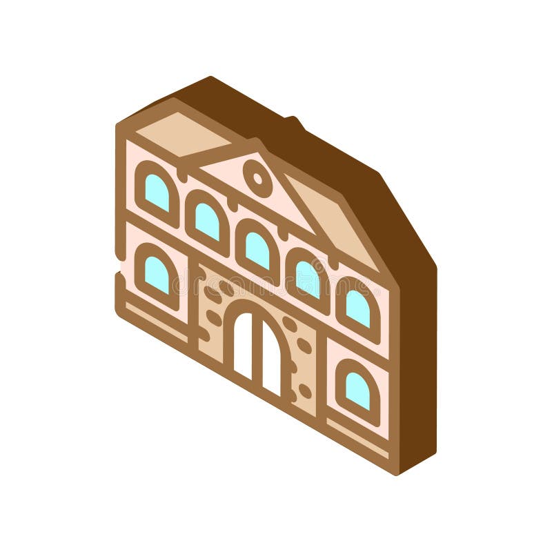Brick School Building Isometric Icon Vector Illustration Stock ...