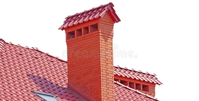 Brick Smokestack Isolated on White Stock Photo - Image of building ...