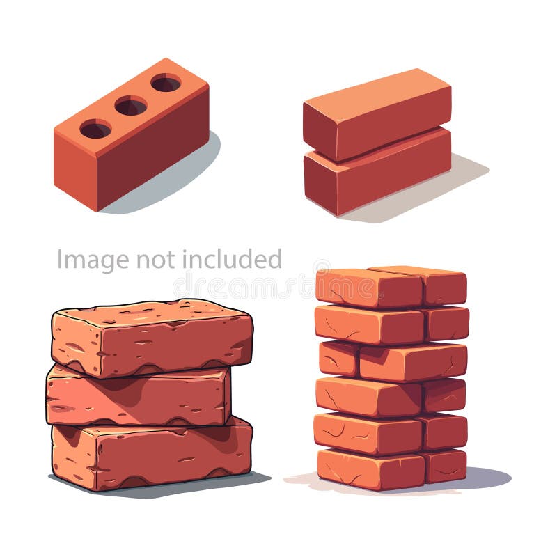Brick Stack Essentials - Flat Color Illustration Set Stock Illustration ...