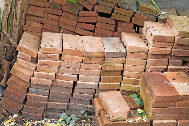 Brick Stack on the Ground for Building. Stock Photo - Image of building ...