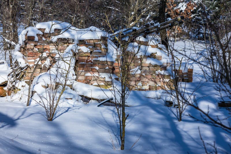 A Brick Stack with Snow Covered Stock Photo - Image of front, back ...