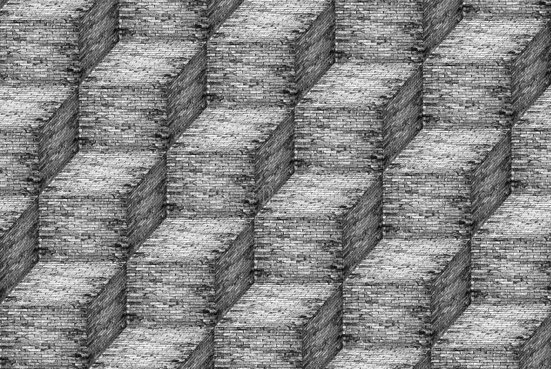 Brick Steps Wall Pattern in Black and White Stock Illustration ...