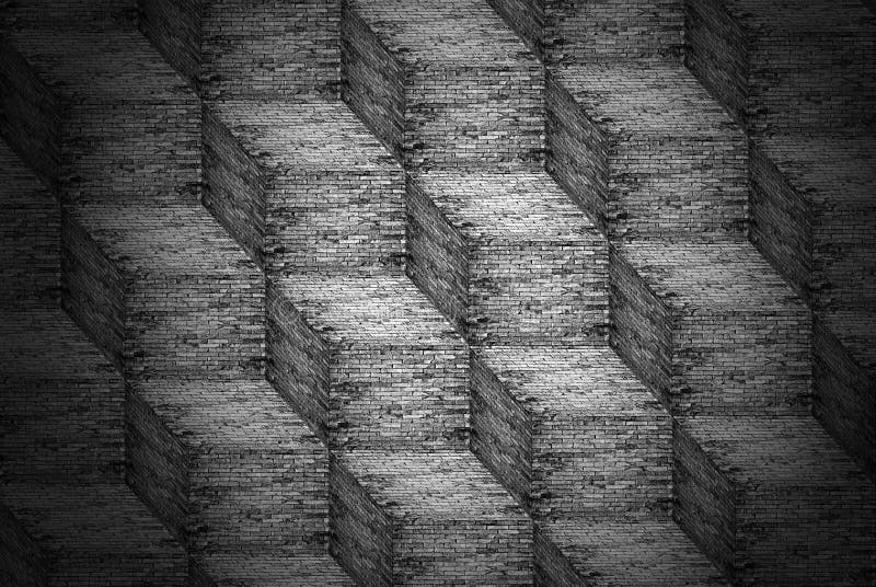 Brick Steps Wall Pattern in Black and White Stock Illustration ...