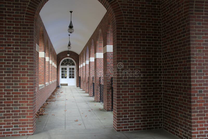 Brick and Stone Hallway with Arched Doorways Stock Photo - Image of ...