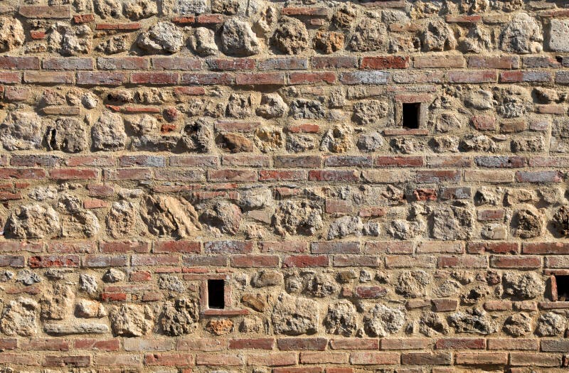 Brick and Stone Medieval Wall Textured Background Stock Image - Image ...