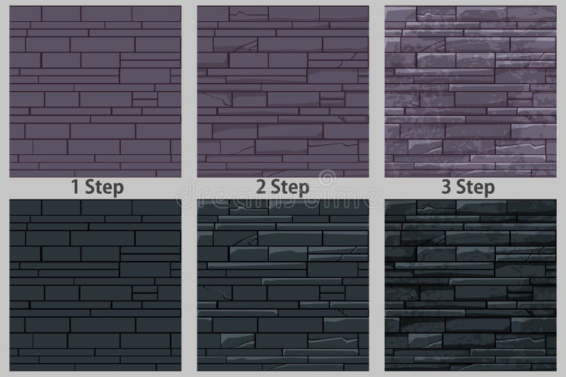 Brick Stone Wall Seamless Pattern, Drawing Step by Step Texture for ...