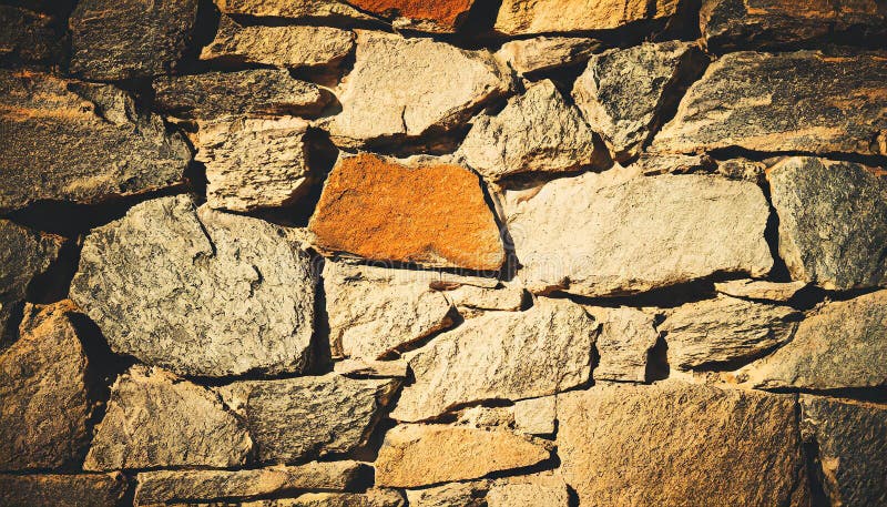 Brick Stone Wall Stack of Medieval Natural Stone Texture Background or Rock Strata Boundary the ...