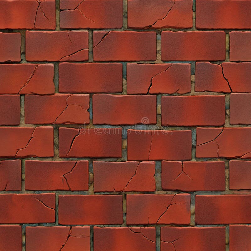 Brick Texture with Cracked Red Bricks and Mortar Gaps for Rustic Posters Stock Illustration ...
