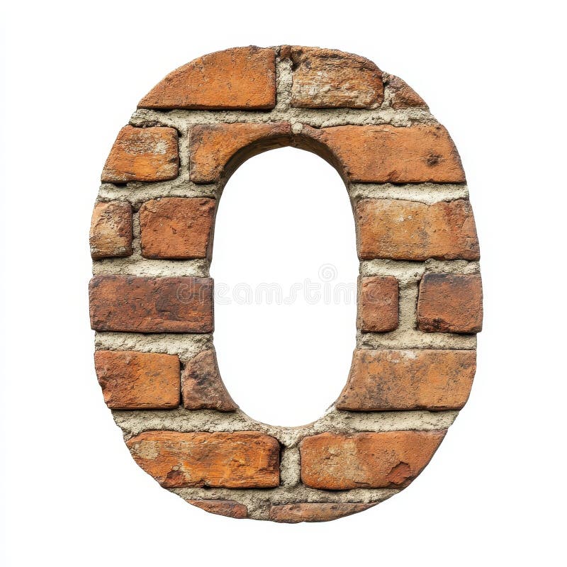 A Brick Texture Forms the Shape of the Number Zero, Showcasing a Rustic ...