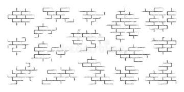 Brick Texture. Stone Building Wall Sketch. Old Masonry Grunge Elements ...