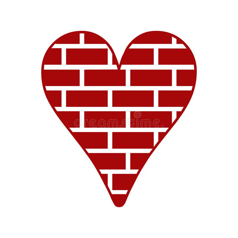 Brick Textured Heart Icon stock vector. Illustration of shape - 306678238