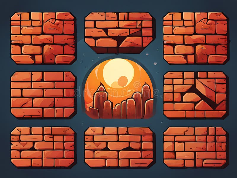 Brick Textures for Game Design Stock Illustration - Illustration of ...