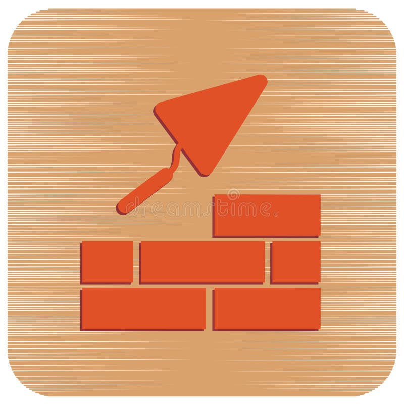 Brick with Trowel Symbol stock vector. Illustration of masonry - 129302565