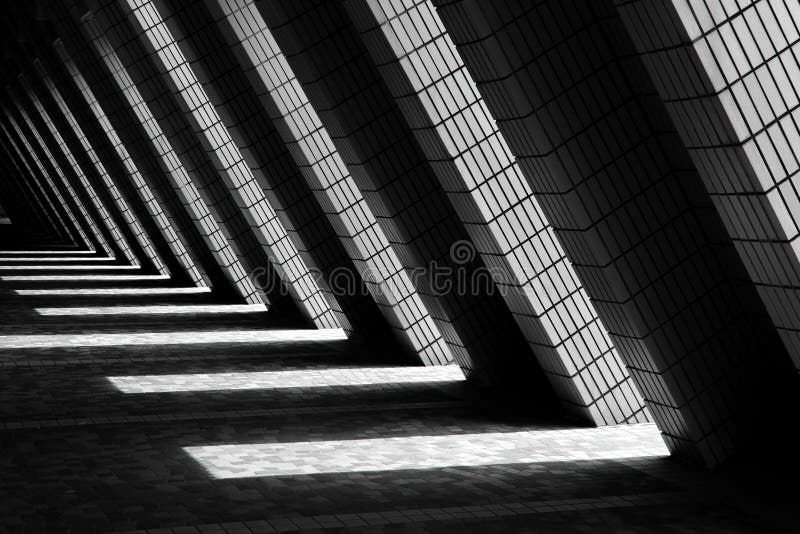 Brick Walkway Architecture with Diagonal Beams Stock Image - Image of ...