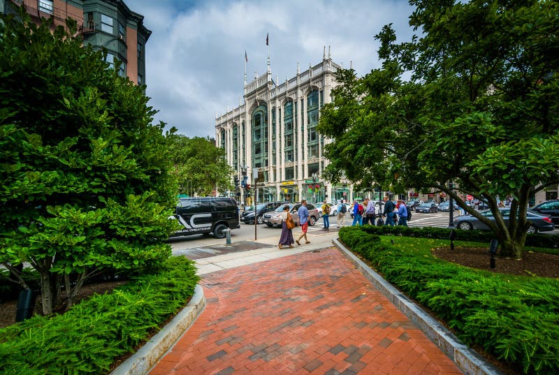 Brick Walkway and Buildings in Back Bay, Boston, Massachusetts ...