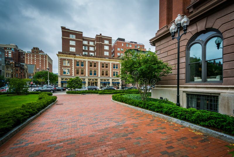 Brick Walkway and Buildings in Back Bay, Boston, Massachusetts ...