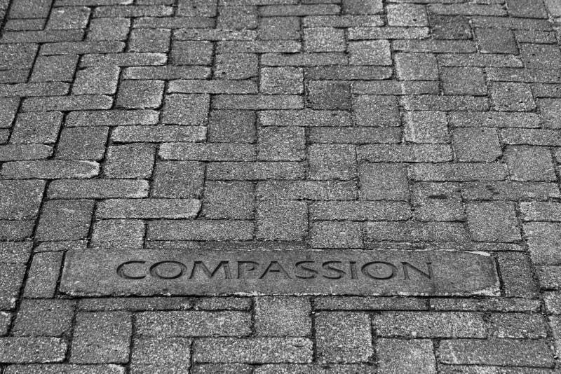 Brick Walkway with Compassion BW Stock Photo - Image of positive ...