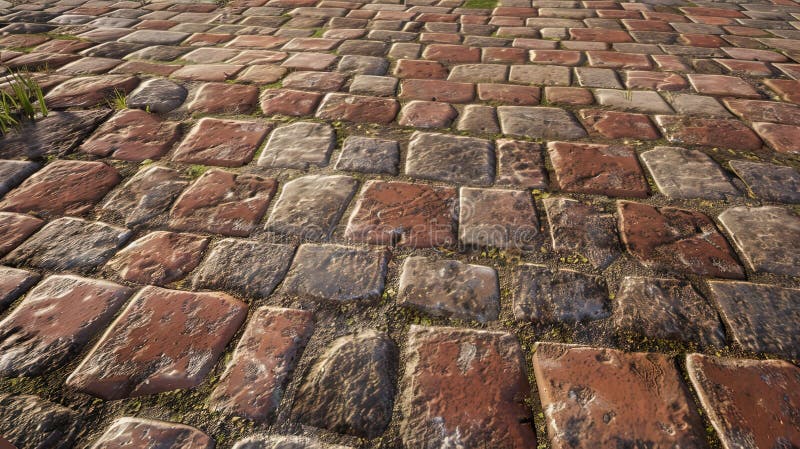 A Brick Walkway with a Few Weeds Growing in between the Bricks Stock ...