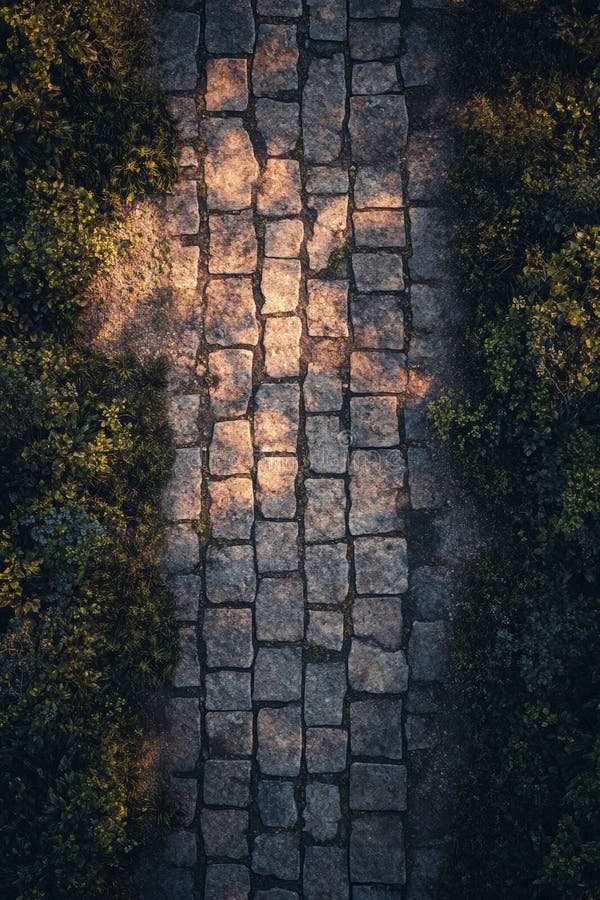 A Brick Walkway with a Shadow Cast on it Stock Image - Image of ...
