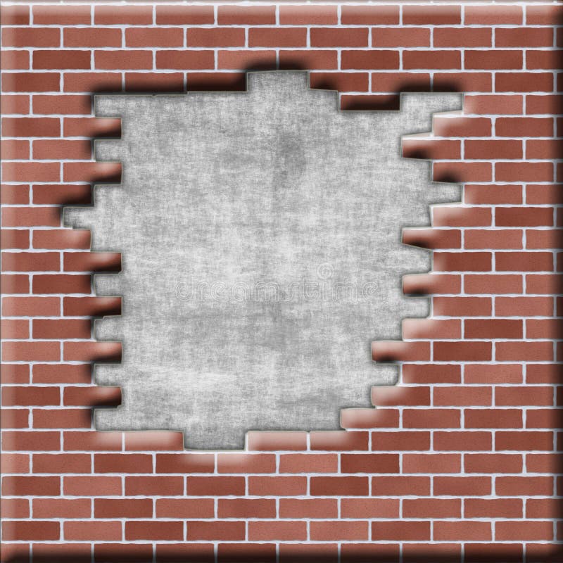 Exploding Out Hole in Red Brick Wall Vector Illustration Stock Vector ...